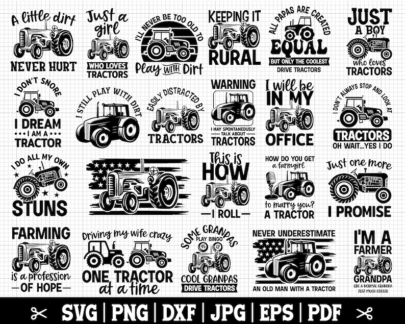 Tractor SVG Bundle, Tractor Vector, Tractor Png, Tractor Bundle ...