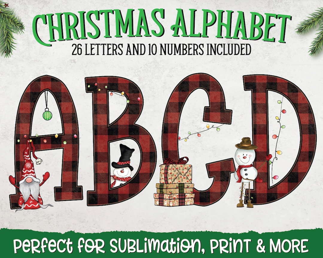 Christmas Alphabet Bundle PNG | Christmas Sublimation Letters ...