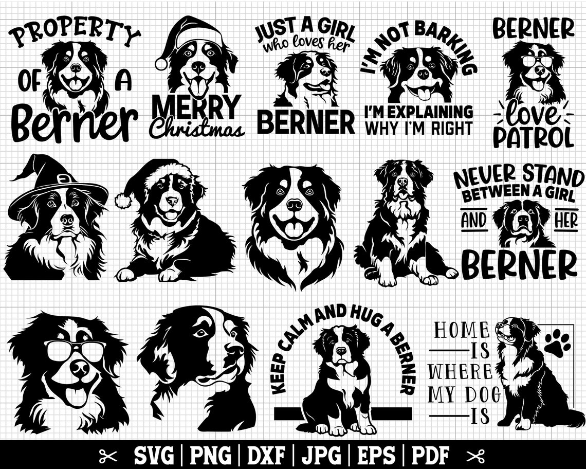 Bernese Mountain Dog SVG Bundle, Berner Bundle SVG, Bernese Mountain ...