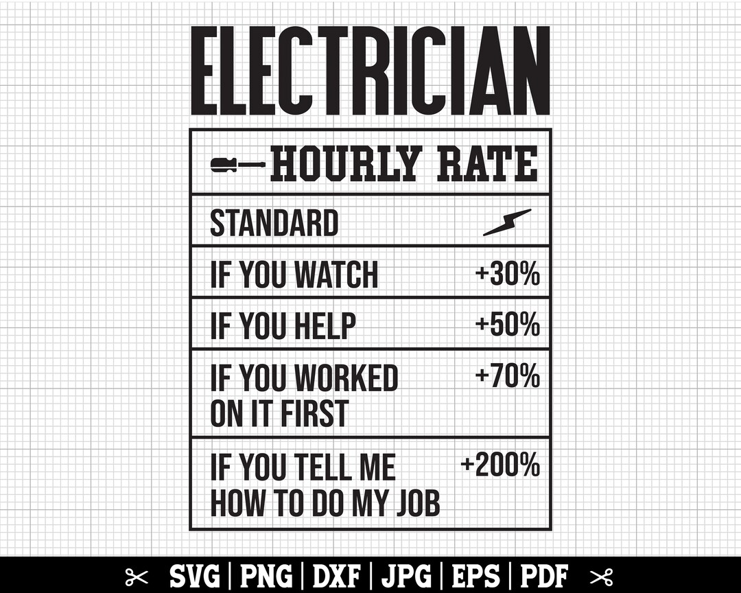 Electrician Hourly Rate SVG, Electrician SVG, Funny Electrician Cricut ...