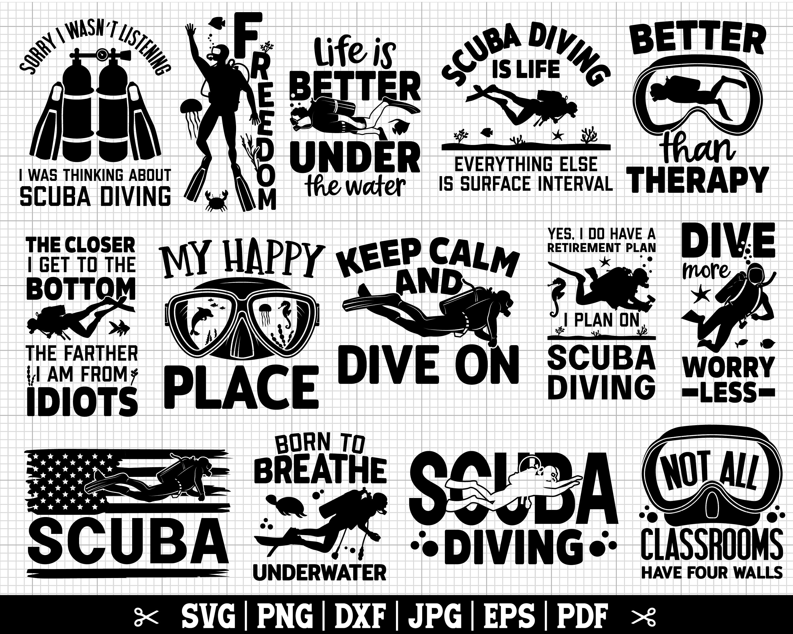 Scuba Diving SVG Bundle, Scuba Diver SVG, Underwater SVG, Scuba Diving ...
