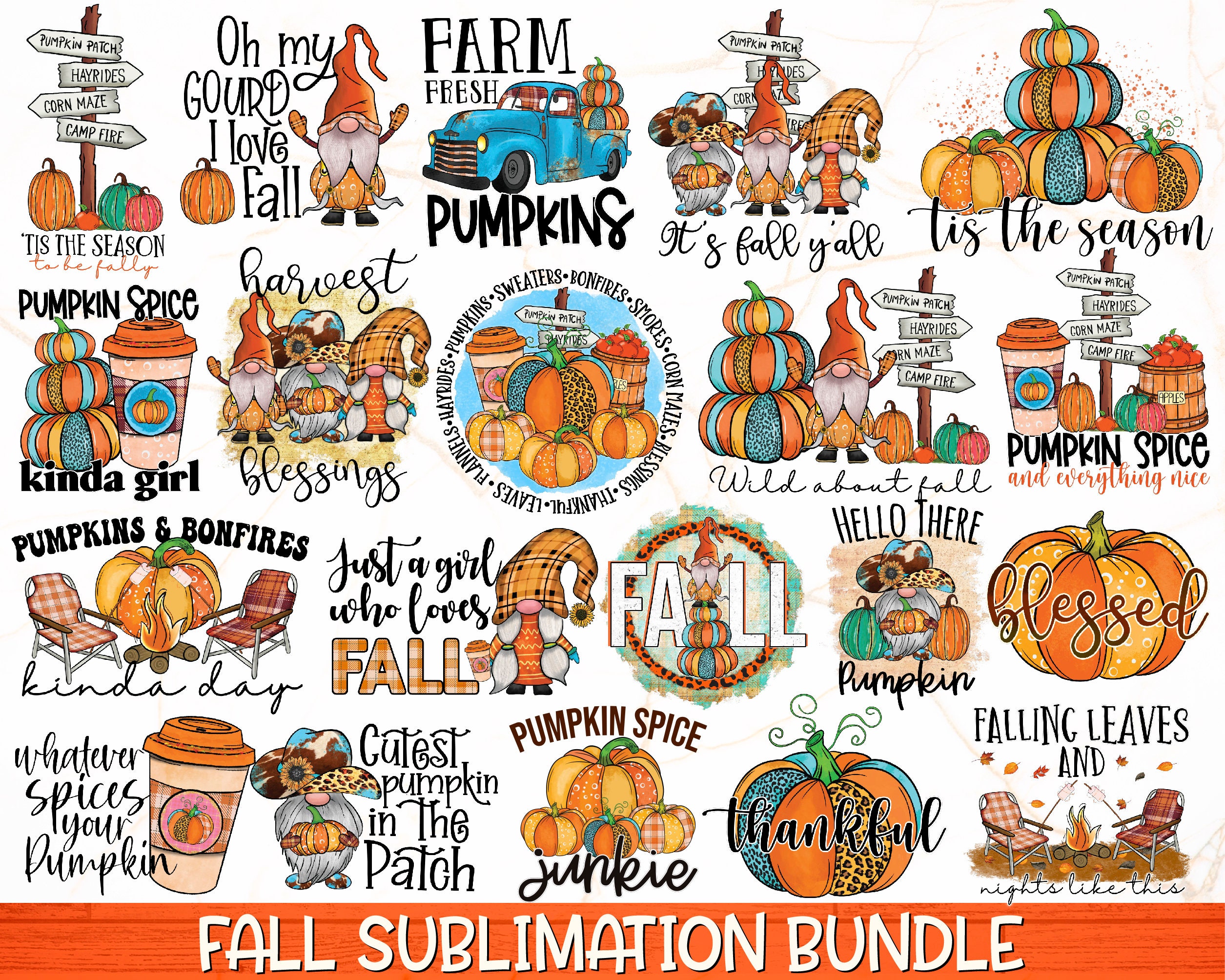 Fall Sublimation Bundle Fall Sublimation Designs Fall - Etsy