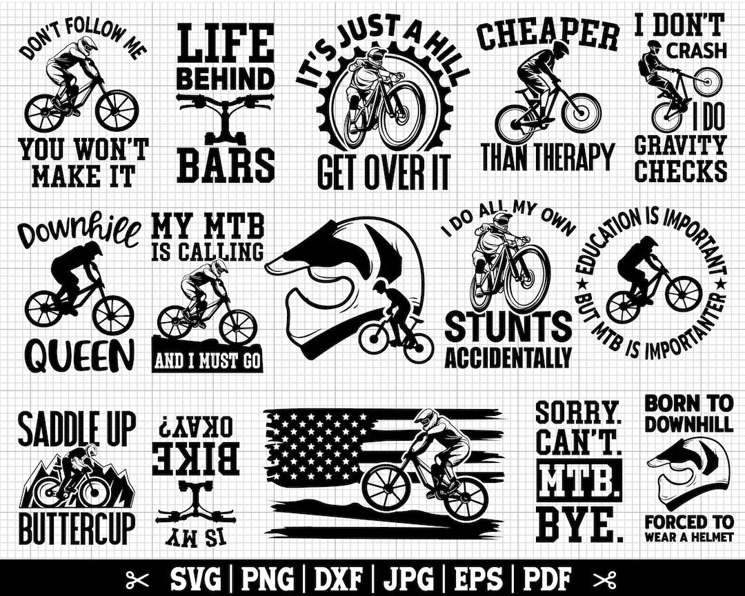 MTB SVG Bundle, Mountain Bike SVG Bundle, Mountain Biker Svg, Downhill ...