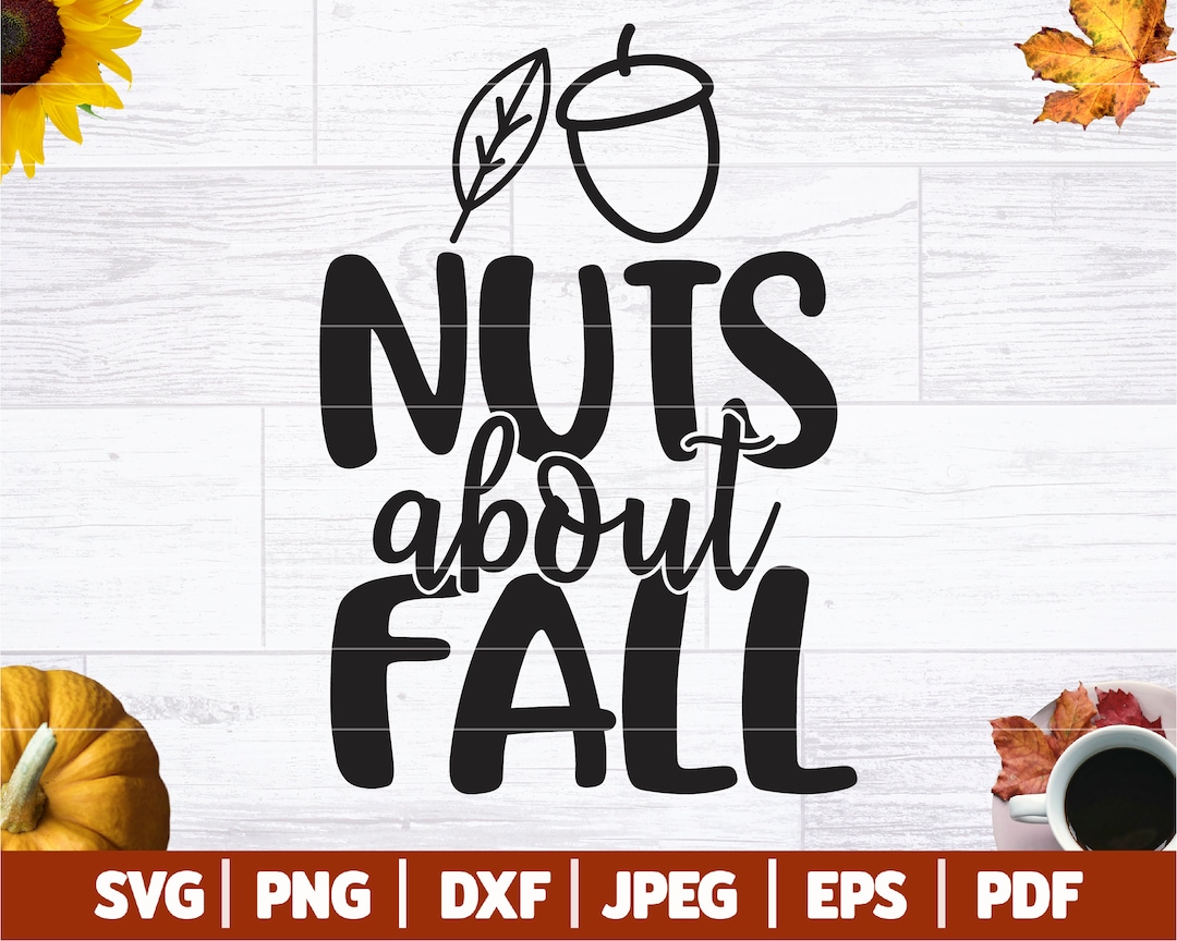 Nuts About Fall SVG | Funny Fall SVG Quote - Saying - Cut File - Clip ...