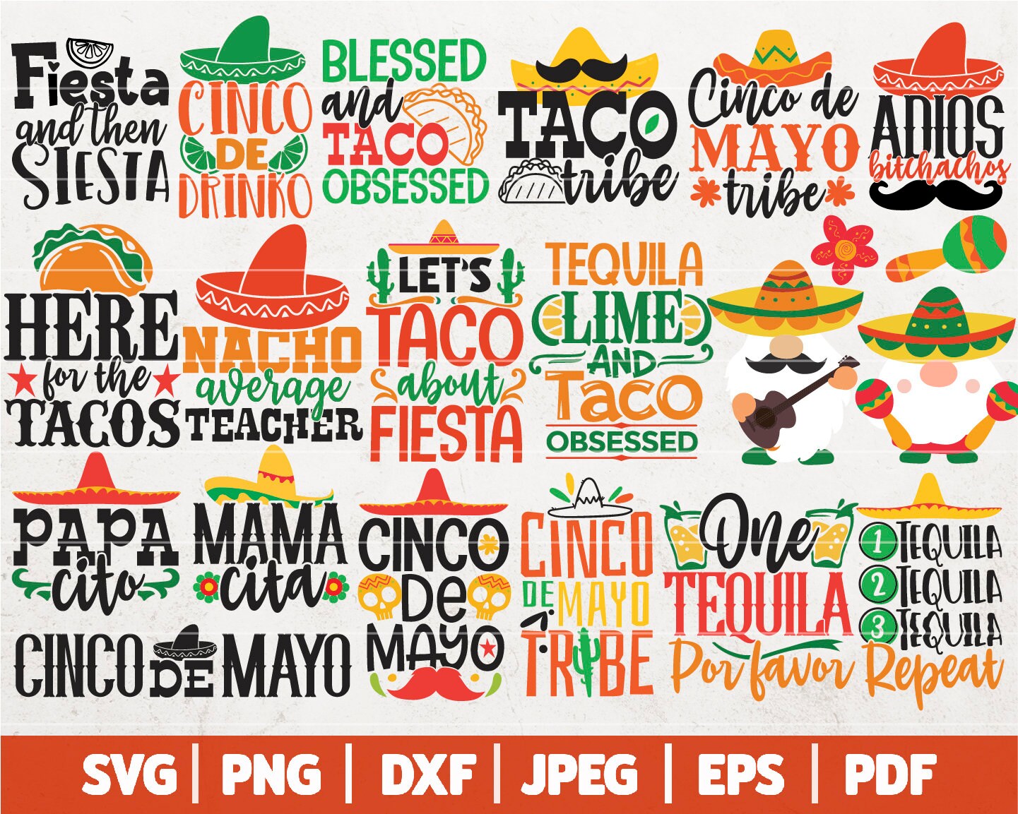 Cinco De Mayo Bundle SVG | Cinco De Mayo SVG | Fiesta Gnomes SVG ...