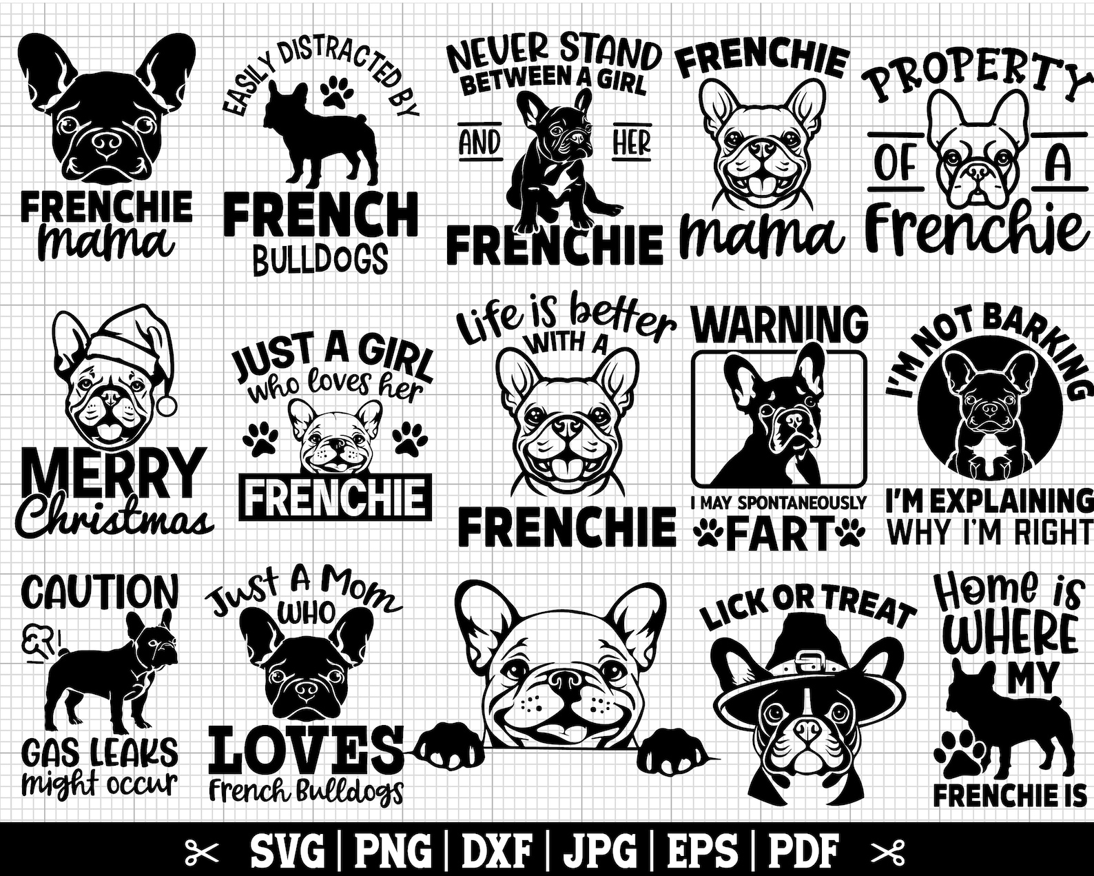 French Bulldog SVG Bundle, Frenchie Bundle SVG, Frenchie Cut Files ...