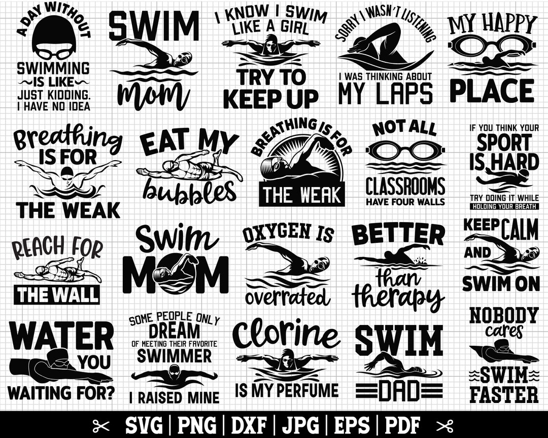 Swimming Svg Bundle, Swimmer Svg Bundle, Swim Svg, Swimming Quotes ...