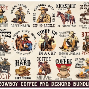 Cowboy Coffee Bundle PNG, Western Coffee PNG Bundle, Cowboy Sublimation ...