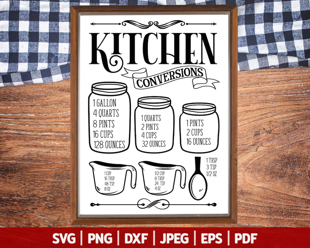 Kitchen SVG | Conversion Chart SVG | Kitchen Chart SVG | Kitchen ...