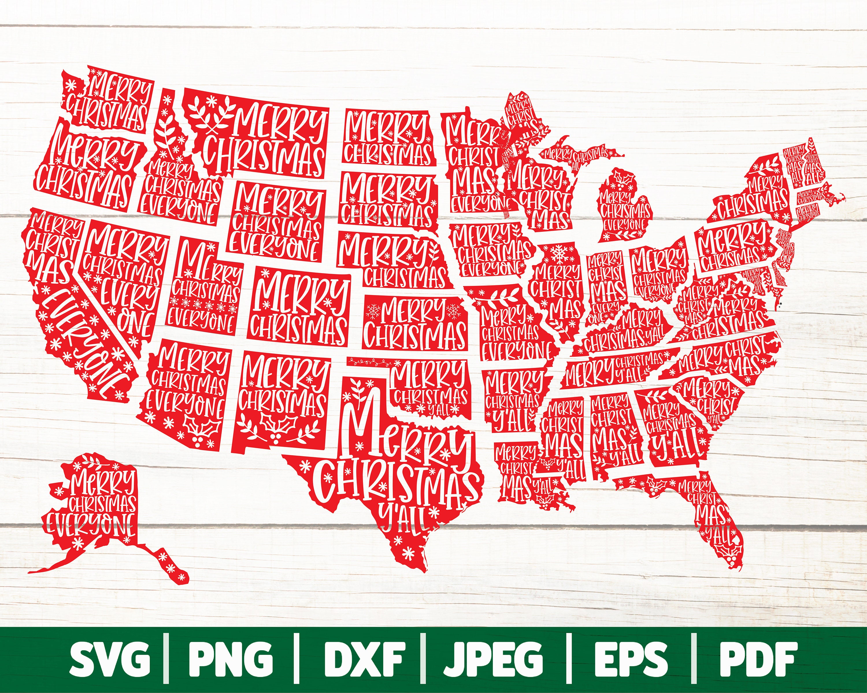 49 Merry Christmas States Bundle SVG, USA Christmas States SVG Bundle ...