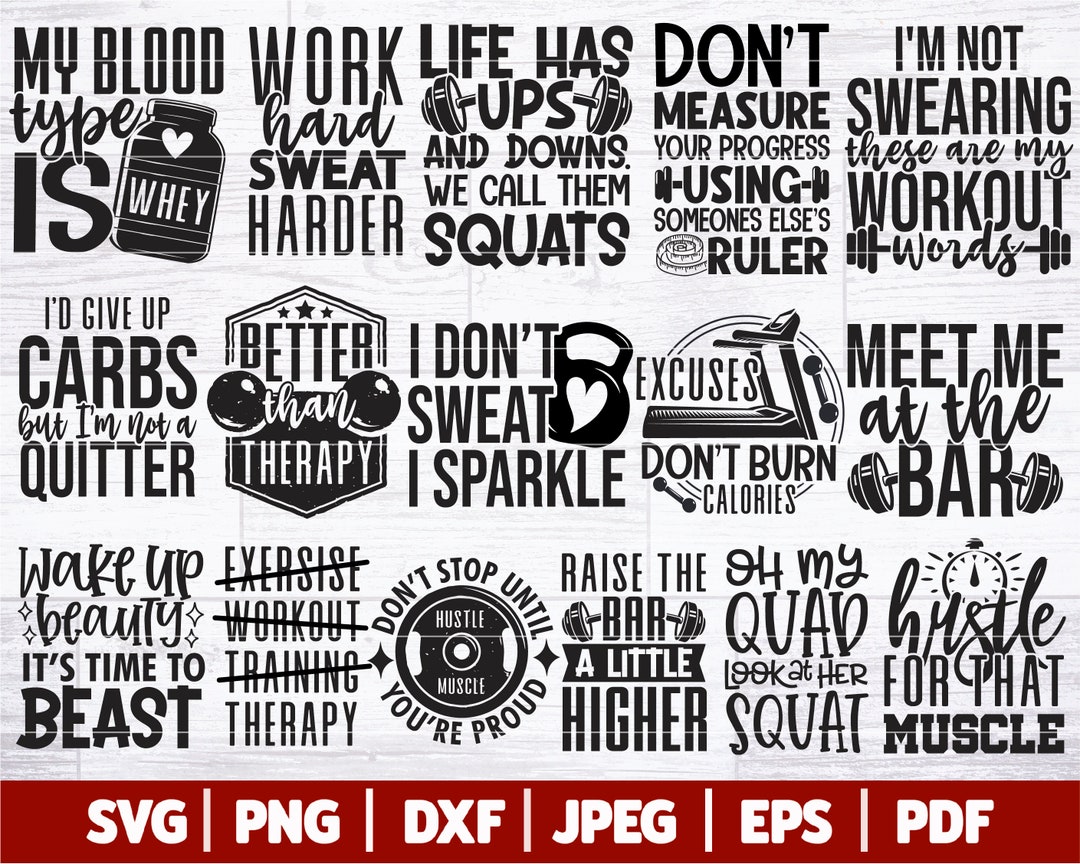 Gym Bundle SVG | Fitness Bundle SVG | Gym SVG | Fitness Svg | Workout ...