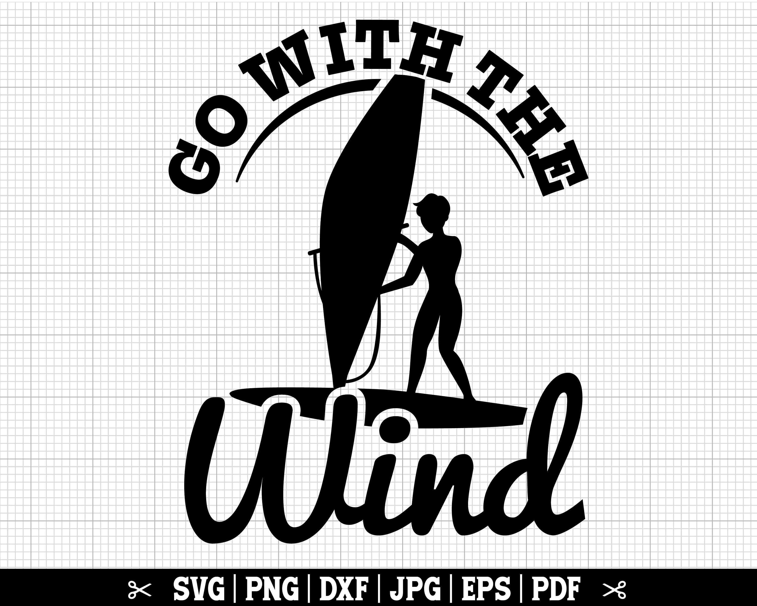 Go With the Wind SVG, Windsurf SVG, Sunset Svg, Beach Svg, Windsurfing ...