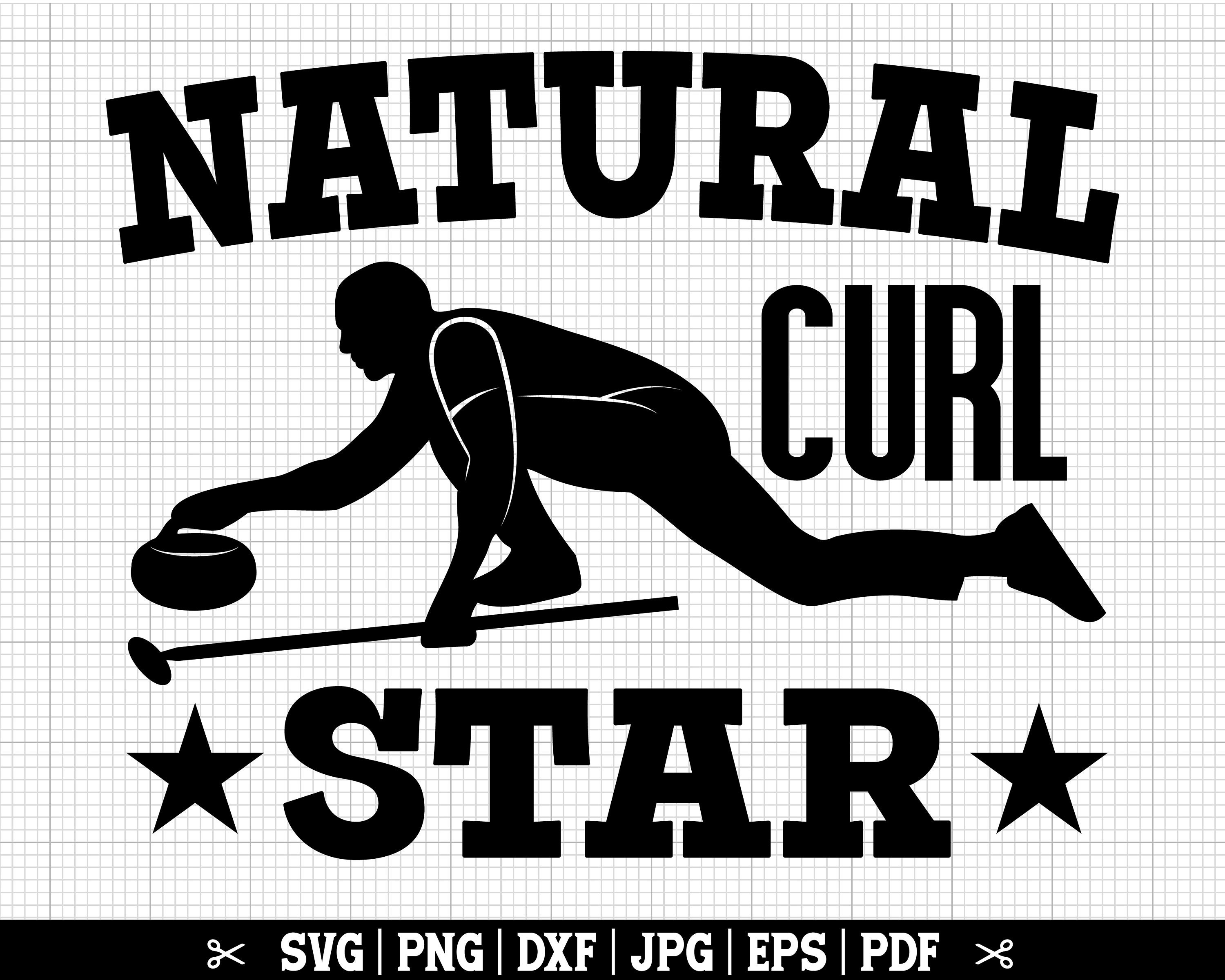 Natural Curl Star SVG, Curling Svg, Curling Cricut, Curler Svg, Curling ...