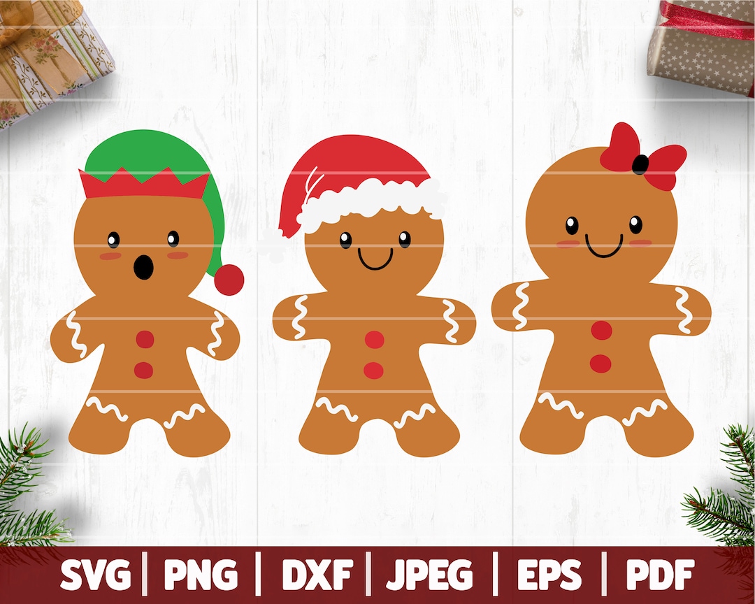Gingerbread SVG, Christmas Gingerbread Man Cut Files, Christmas Cookies ...