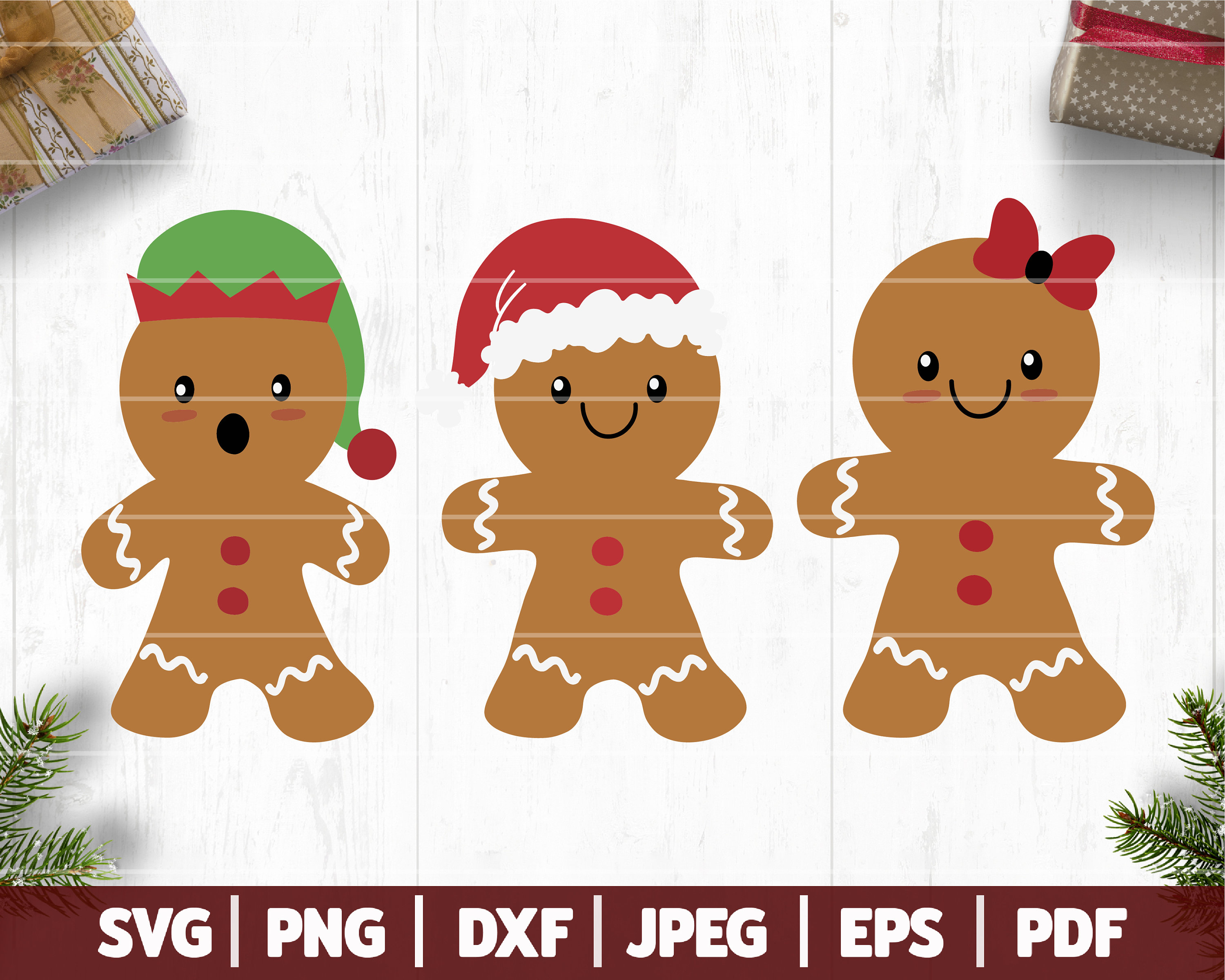 Gingerbread Man SVG Cut Files Cookies for Santa SVG PNG Craft Supplies ...