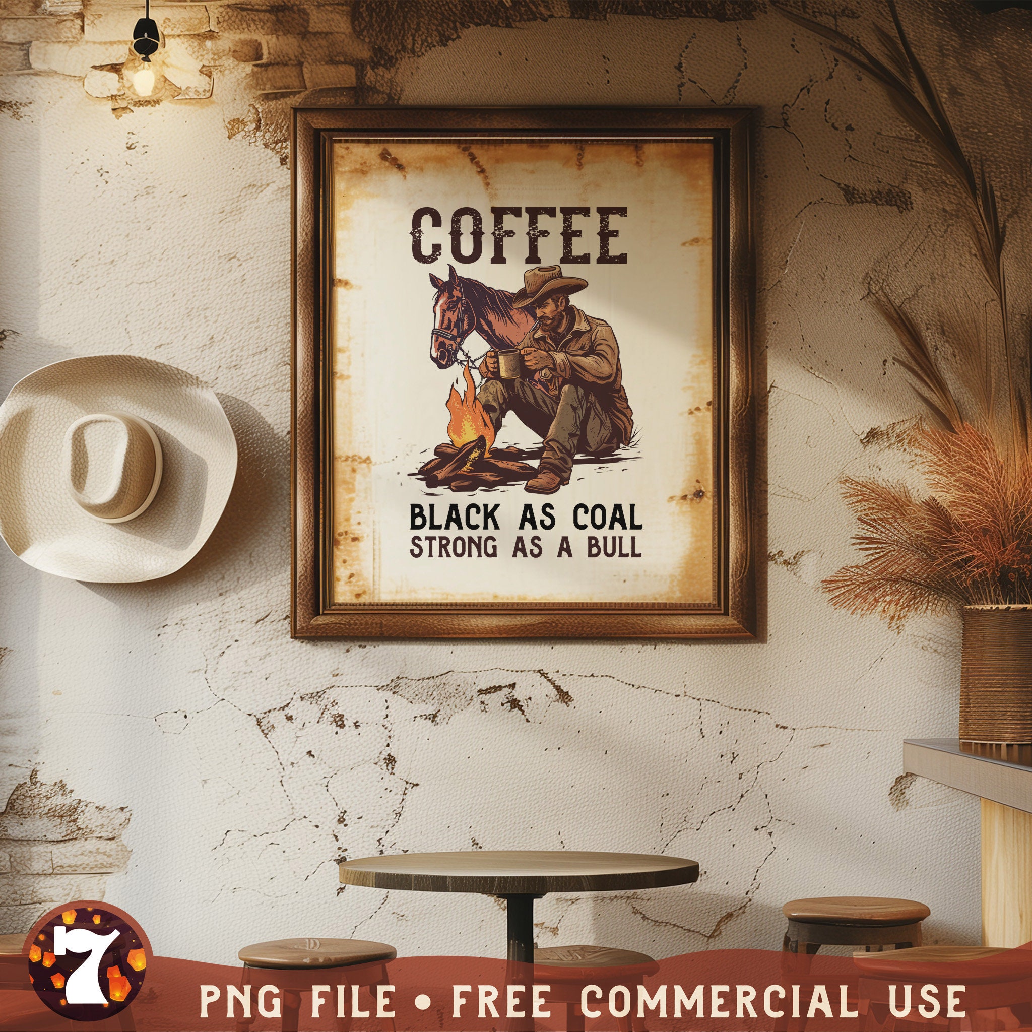 Cowboy Coffee Black as Coal Strong as a Bull PNG | Cowgirl Coffee PNG ...