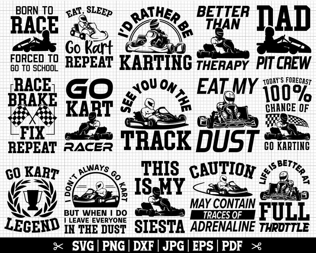 Go Kart SVG Bundle, Go Karting SVG Bundle, Kart Racer SVG, Go Kart ...