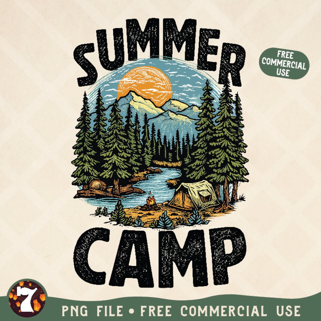 Summer Camp PNG | Camping PNG, Retro Summer PNG, Sublimation Design ...