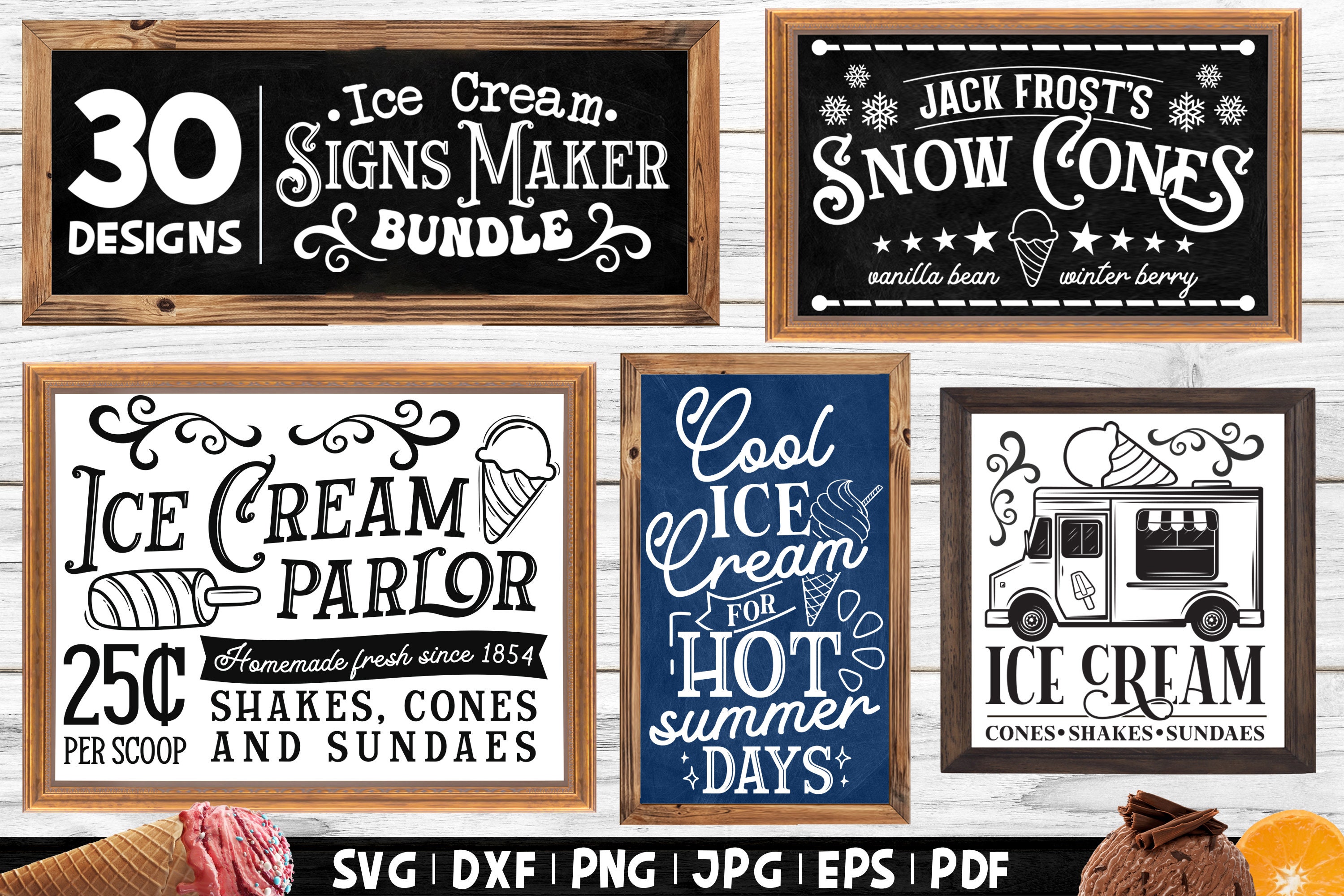 Ice Cream Bundle SVG Ice Cream Signs Bundle Summer Svg - Etsy Canada