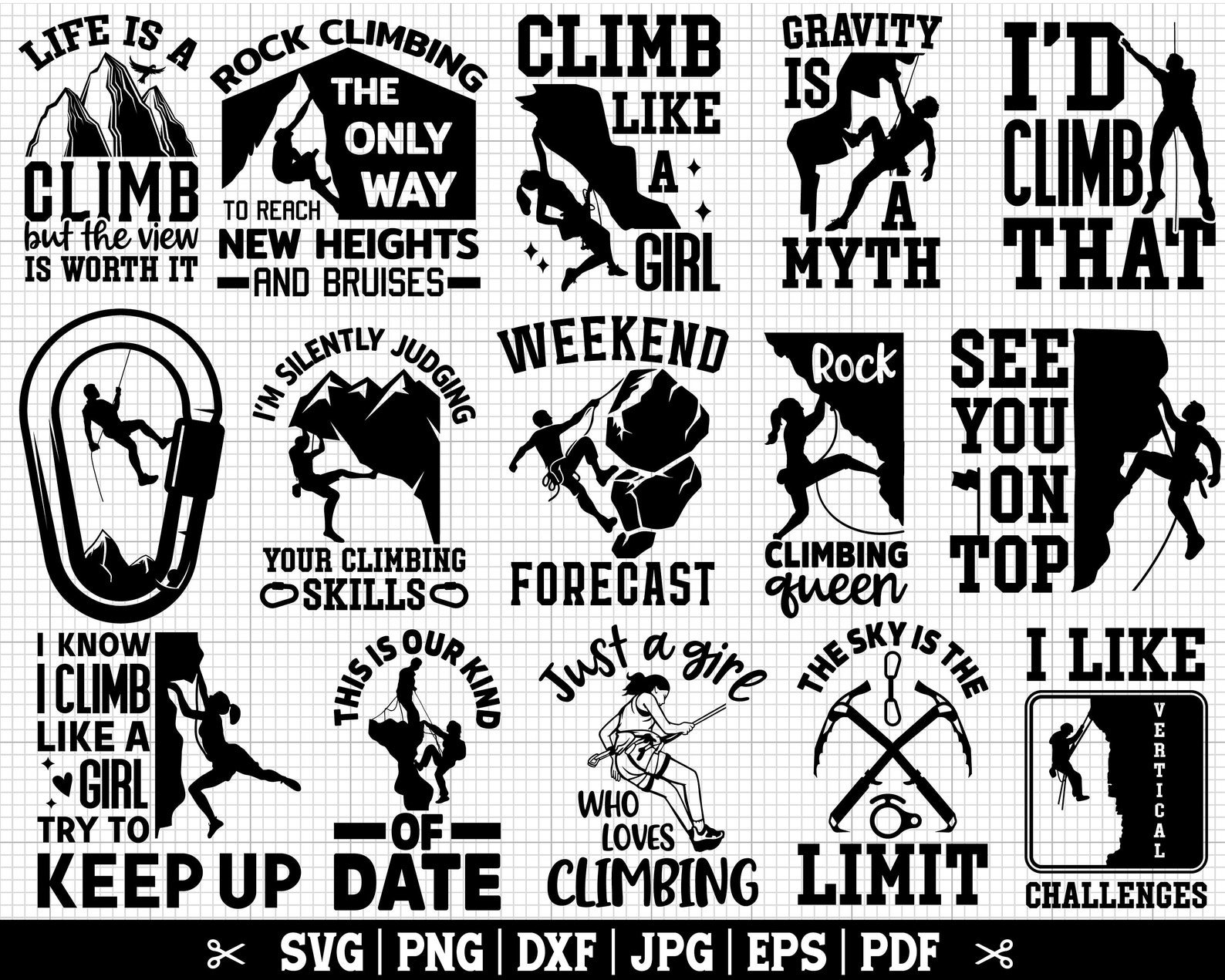 Climbing SVG Bundle, Rock Climbing Svg, Climber SVG Bundle, Bouldering ...