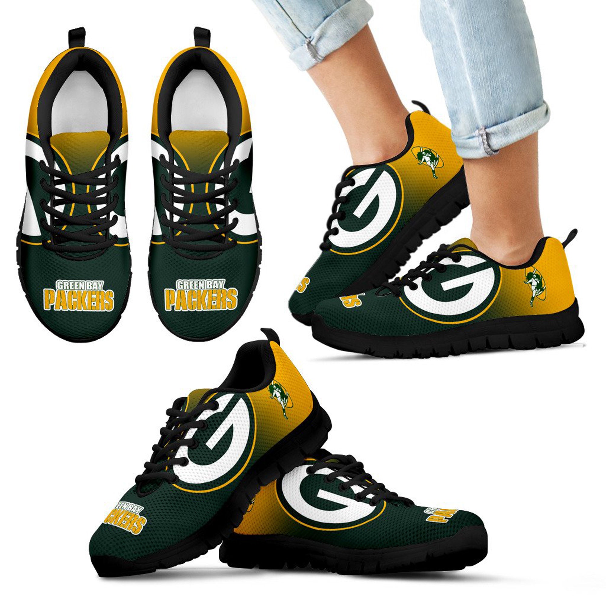 Green Bay Packers Shoes Green Bay Packers Sneakers Shoes | Etsy
