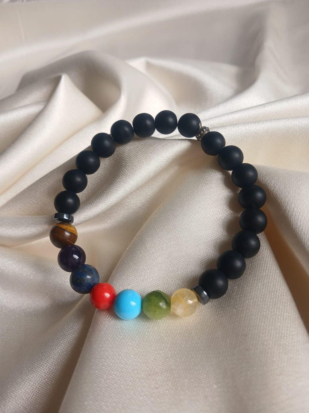 7 Chakra Gemstone Bracelet, Onyx, Energy Balancing - Etsy