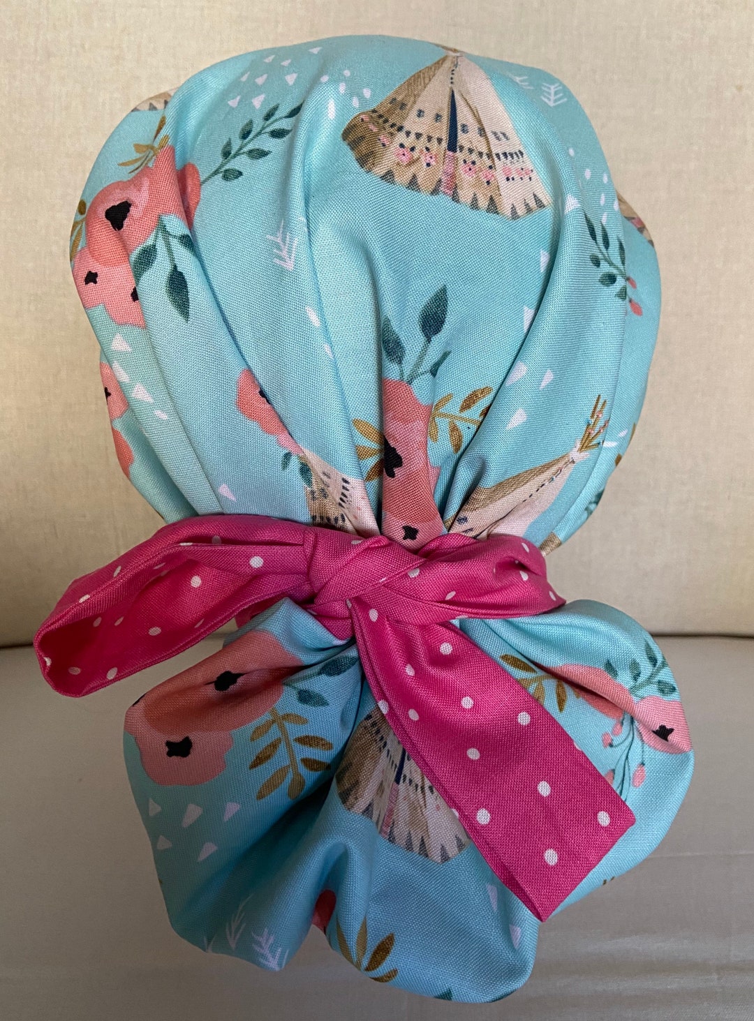 Teepees and Roses Medical Nurse Scrub Cap Surgical Hat Head Wrap With ...