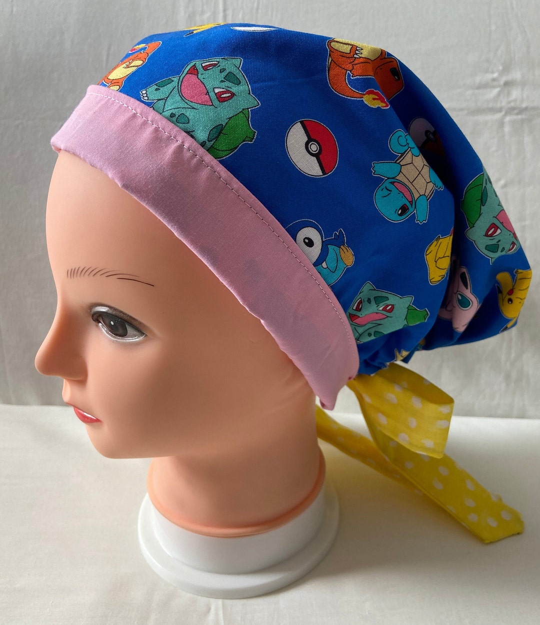Pokémon Pikachu Medical Nurse Scrub Cap Surgical Hat Head Wrap With ...