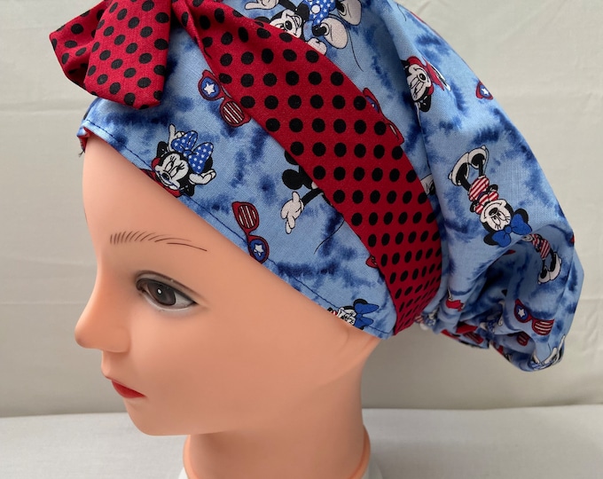 Disney Mickey Minnie Mouse Flag Tie Dye Medical Nurse Scrub Cap ...