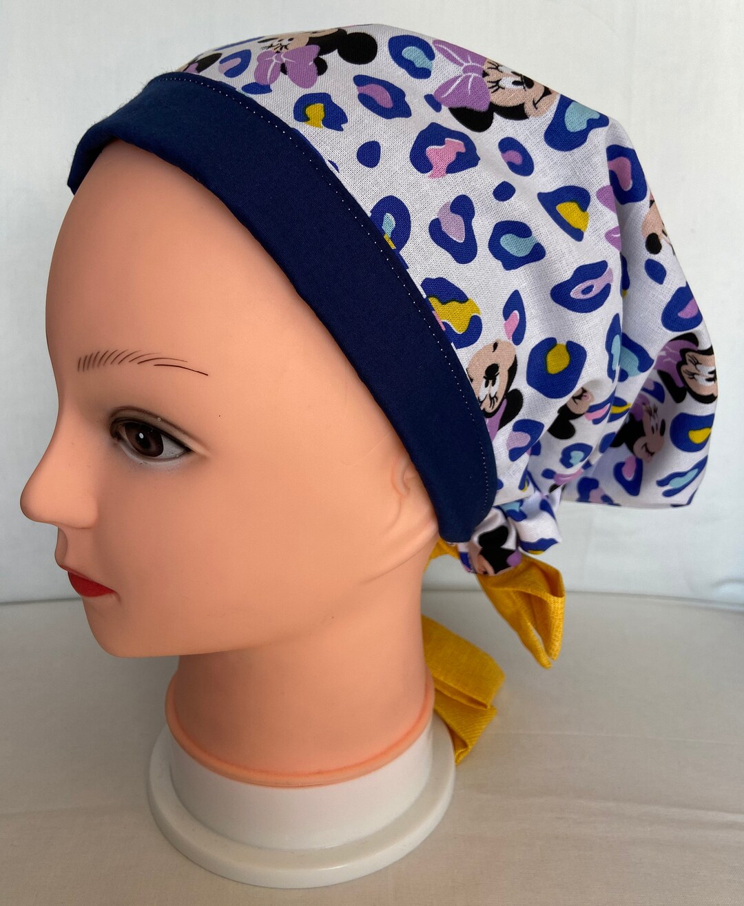 Minnie Mouse Leopard Print Scrub Cap: Nurse Surgical Hat With Buttons ...