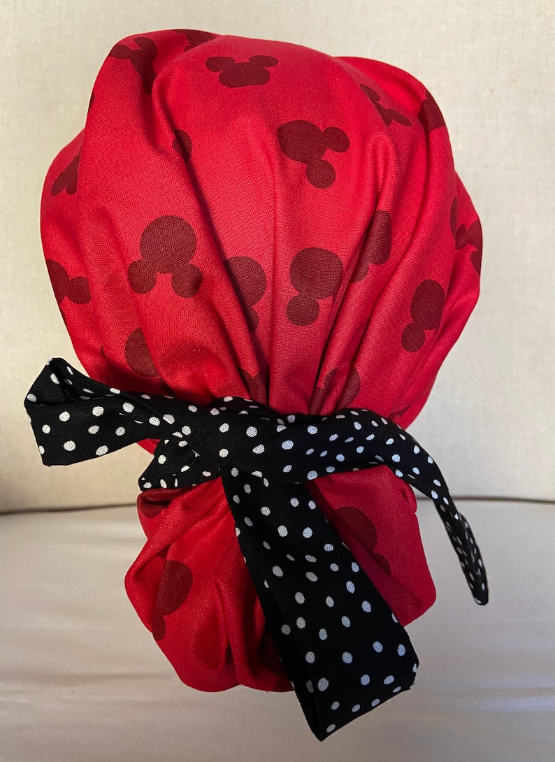 Disney Red Mickey Mouse Head Medical Nurse Scrub Cap Surgical Hat Head ...
