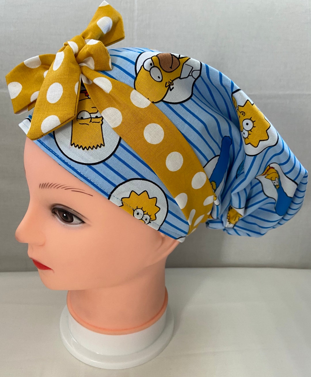 Simpsons Character Scrub Cap: Handmade Cotton Surgical Hat With Bow - Etsy