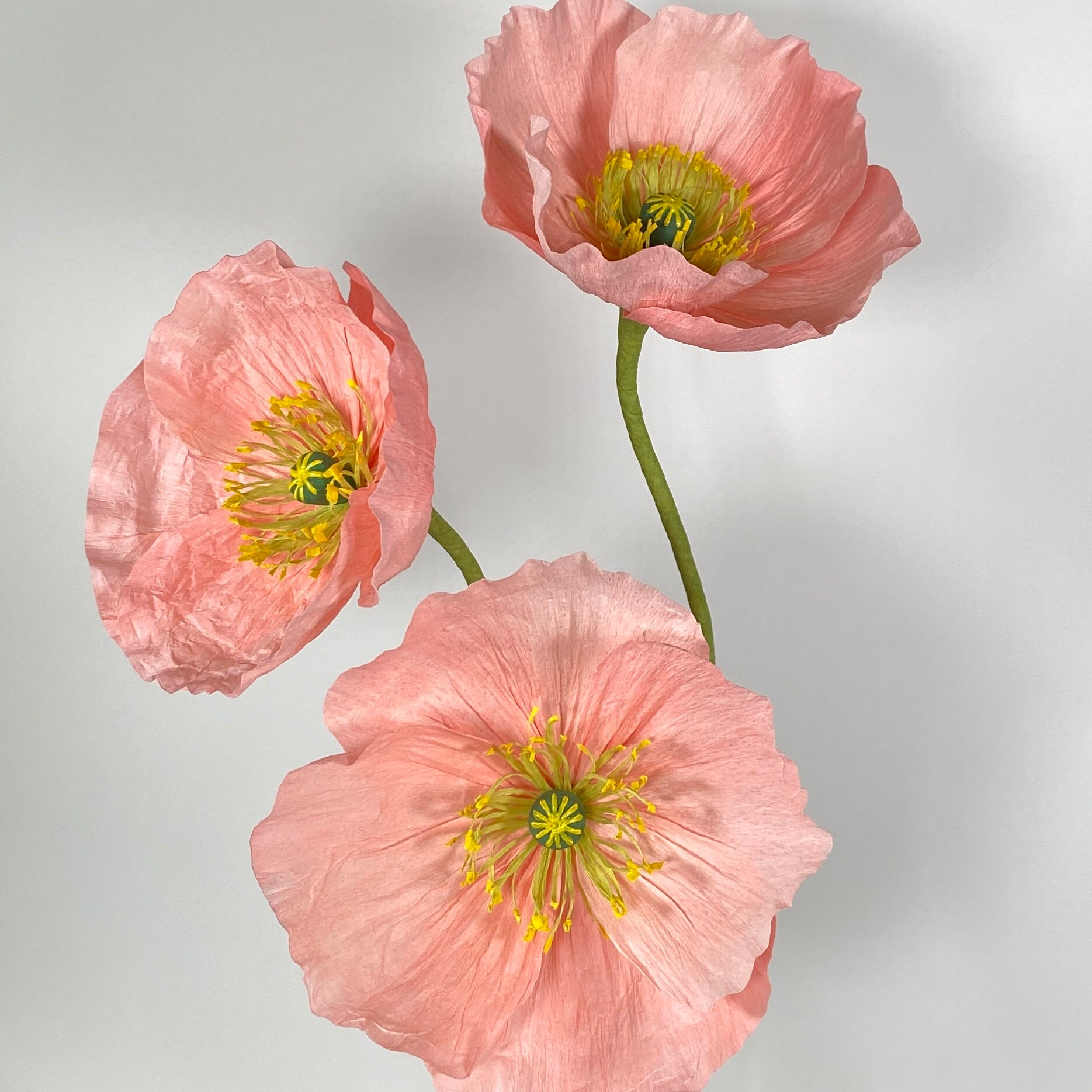 Crepe Paper Poppy Ikebana Arrangement - Etsy