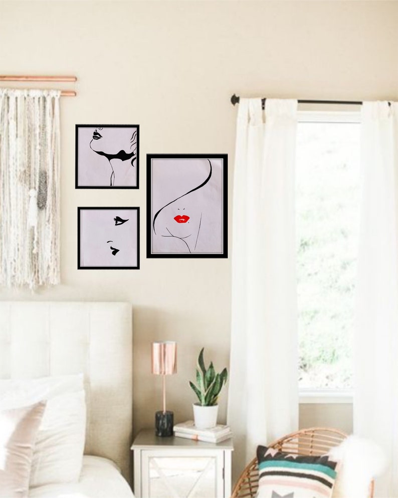 Modern Sassy Girl Abstract Painting, Minimalistic Painting, Home/wall ...