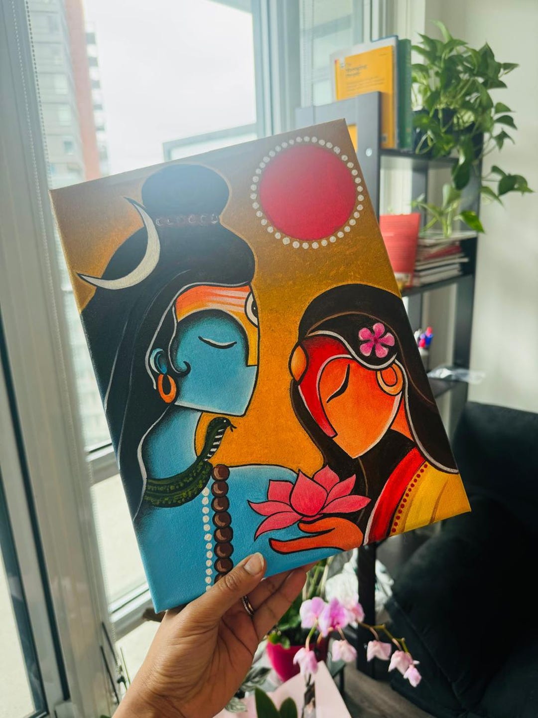 Handmade Lord Shiva Parvathi Painting, Home/wall Decor, Indian Hindu ...