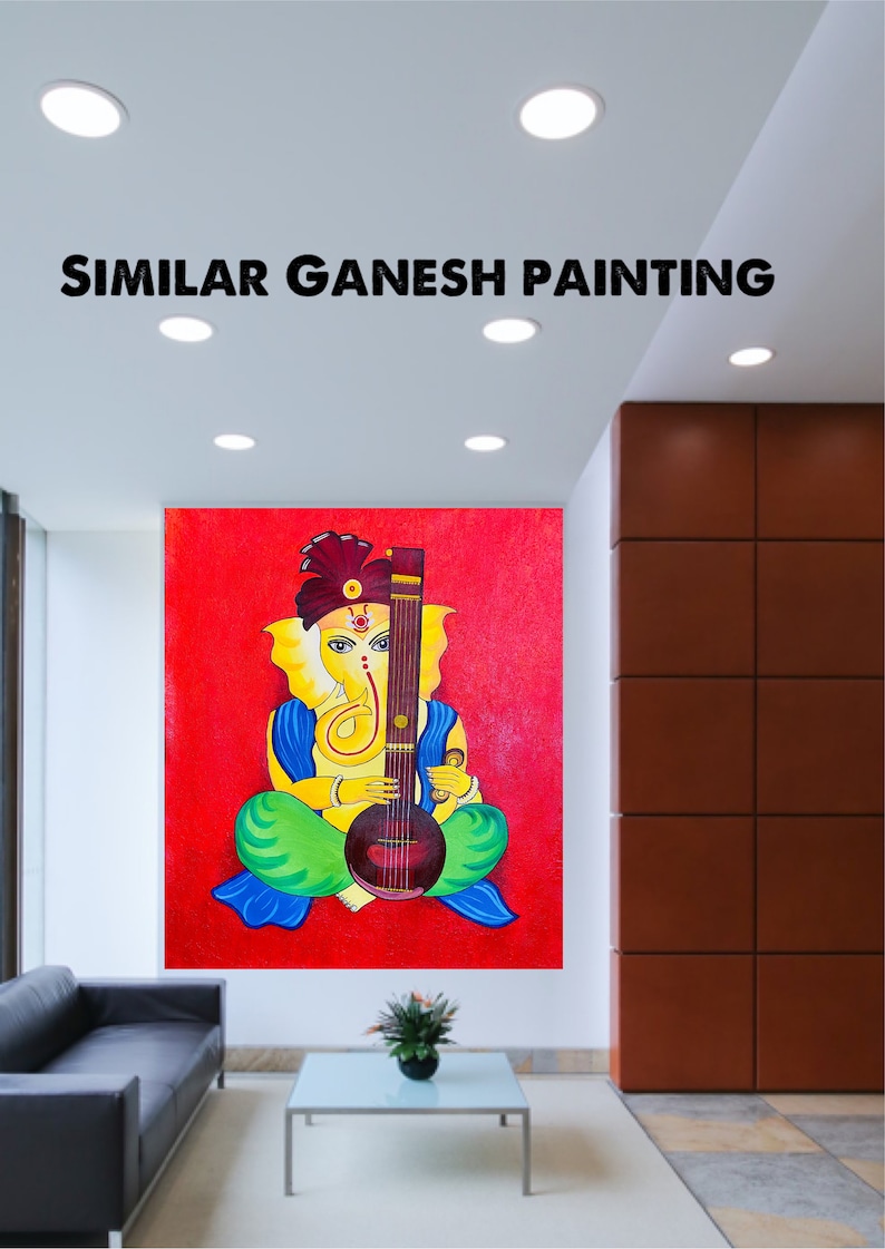 Handmade Lord Ganesha Ganapathi Abstract Painting on Canvas, Large ...