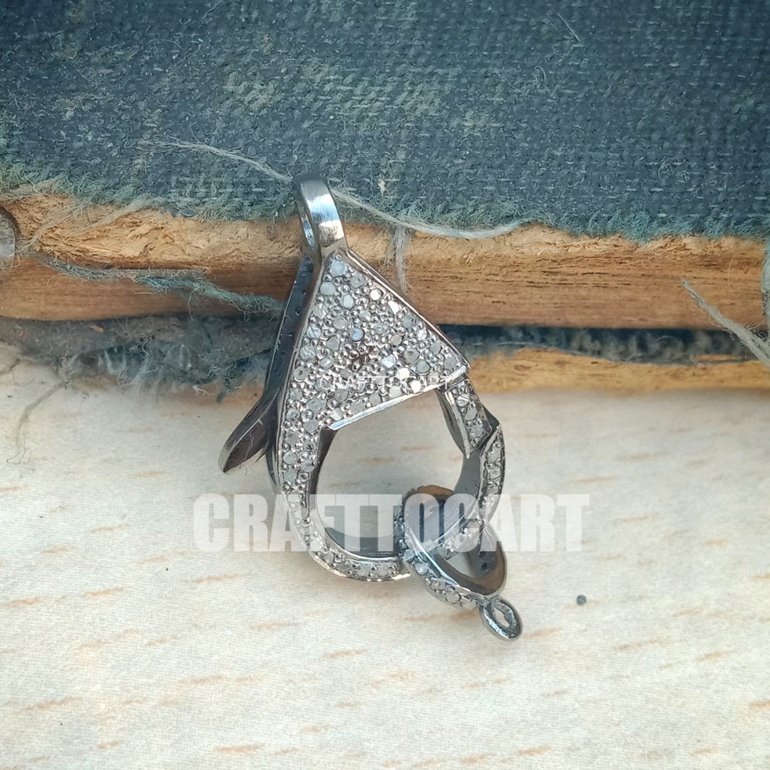 Pave Diamond Silver Clasp, Pave Diamond Clasp, Pave Diamond Jewelry ...