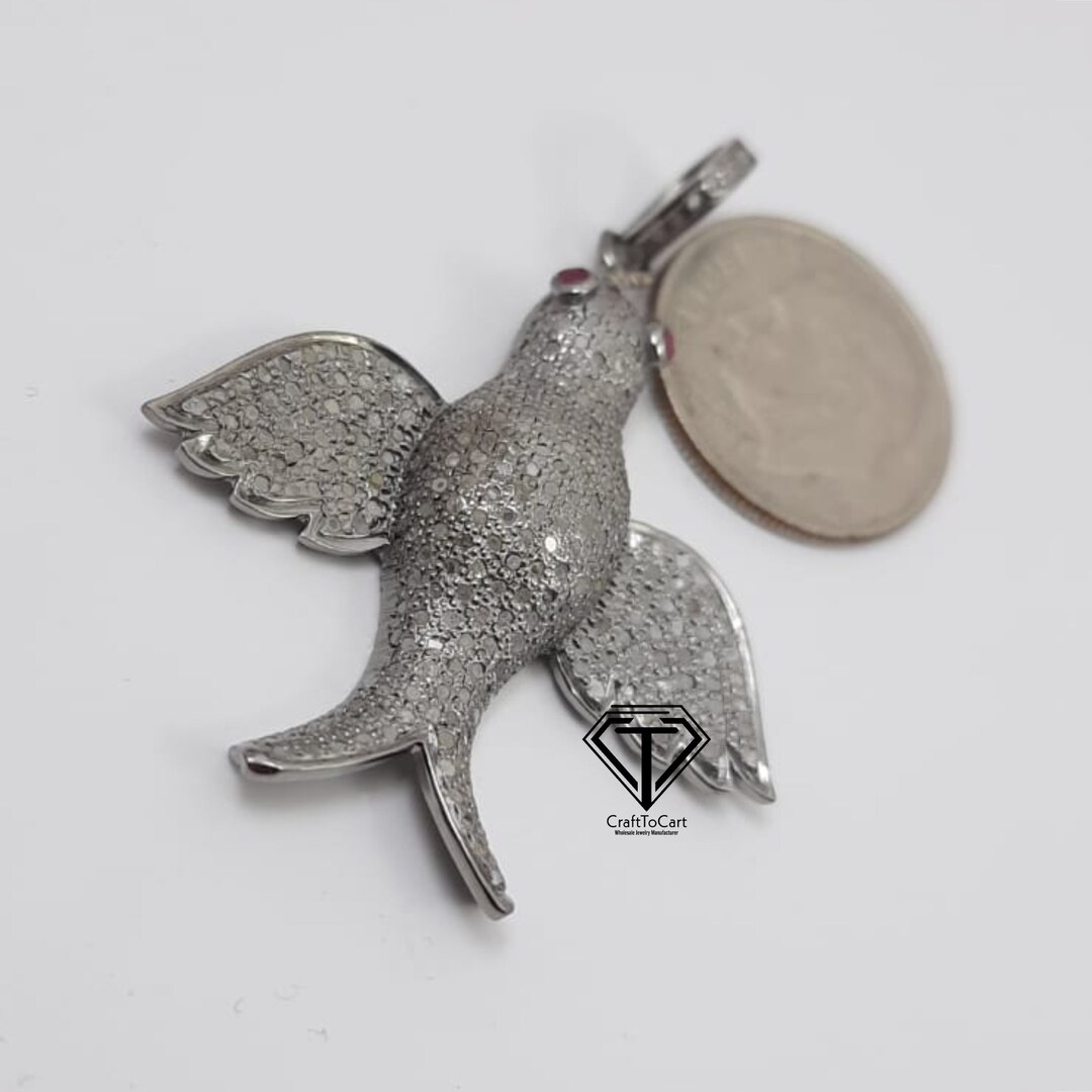 Bird Pendant Pave Diamond, Bird Diamond Pendant, Pave Diamond Bird ...