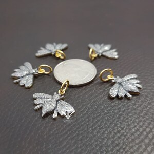 Pave Diamond Two Tone Bug Pendant, 22mmx20mm, Sterling Silver, Pave ...