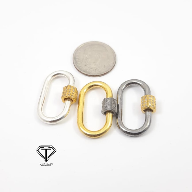 Rectangle Screw Lock, Pave Diamond Carabiner, Jewelry Components ...