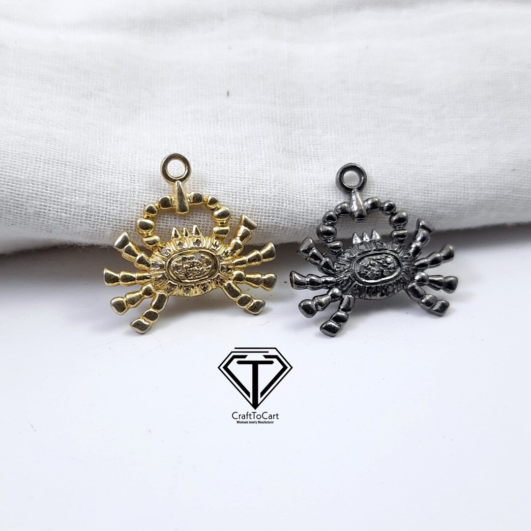 Pave Diamond Cancer Charm: Sterling Silver Zodiac Pendant - Etsy
