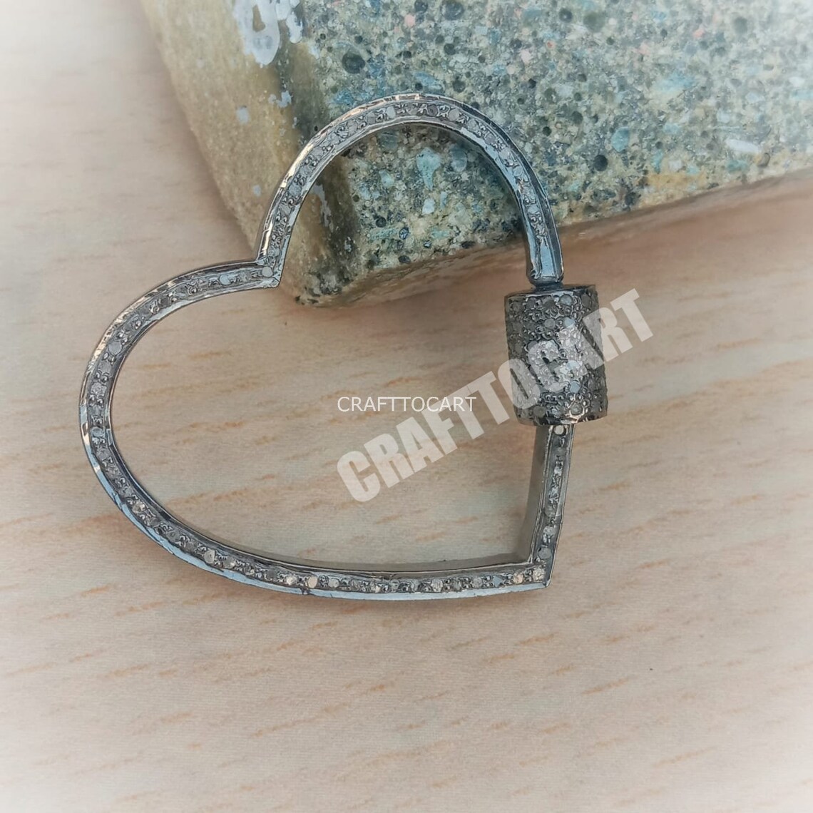 Heart Screw Clasp Love Clasp Love Lock Pave Diamond Heart | Etsy