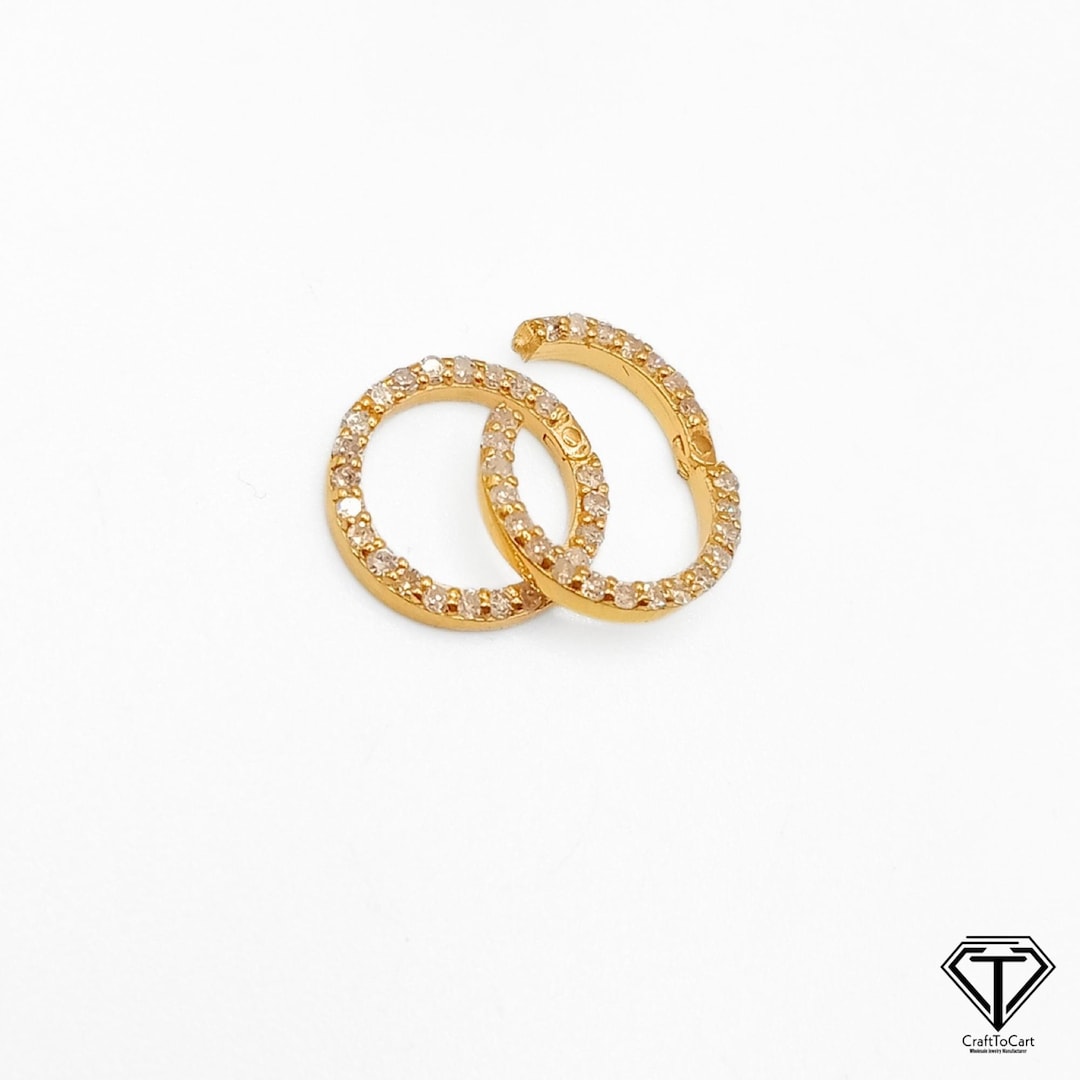 Pave Diamond Round Lock, 14k Solid Gold Diamond Clasp, Jewelry ...