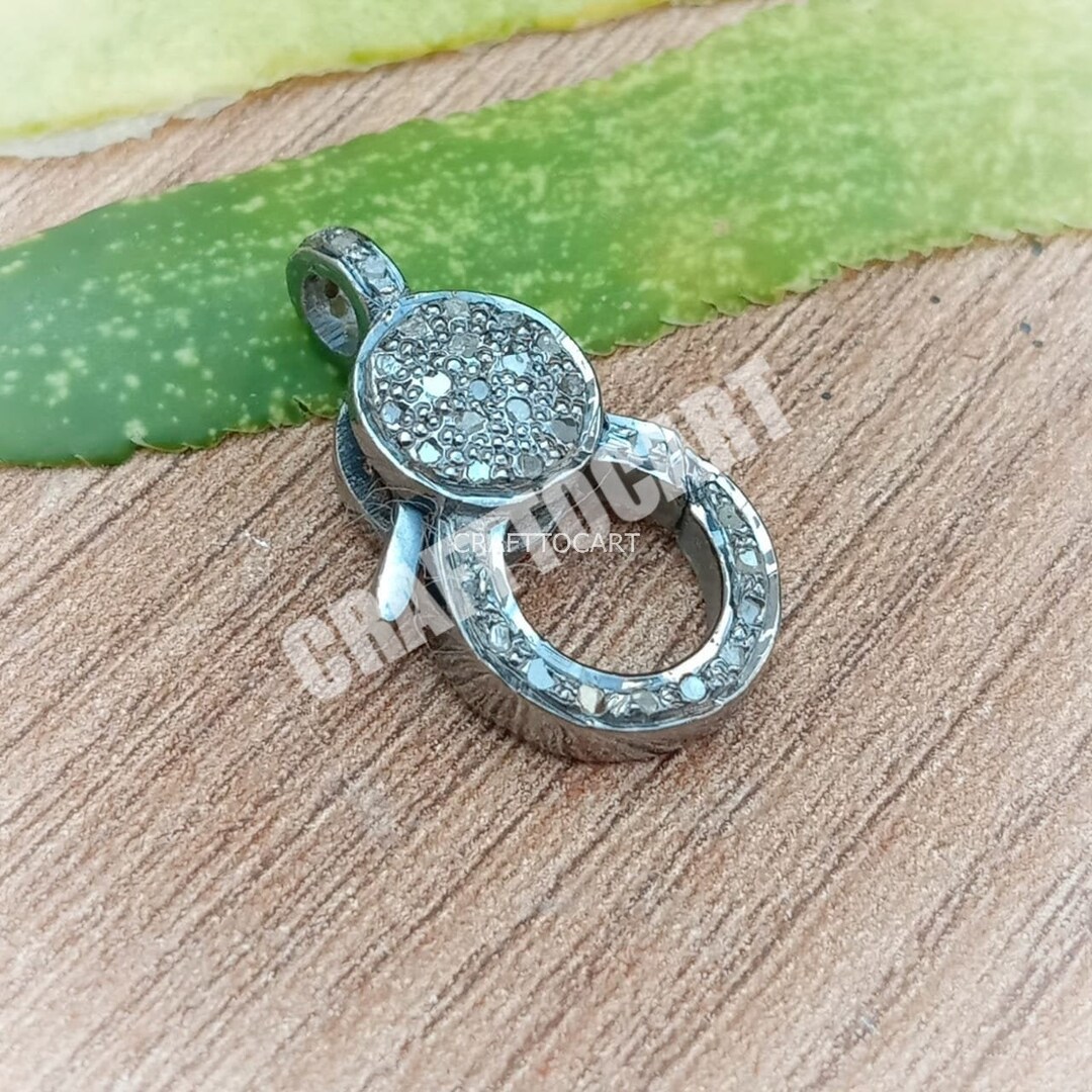 Pave Diamond Silver Clasp, Pave Diamond Clasp, Pave Diamond Jewelry ...