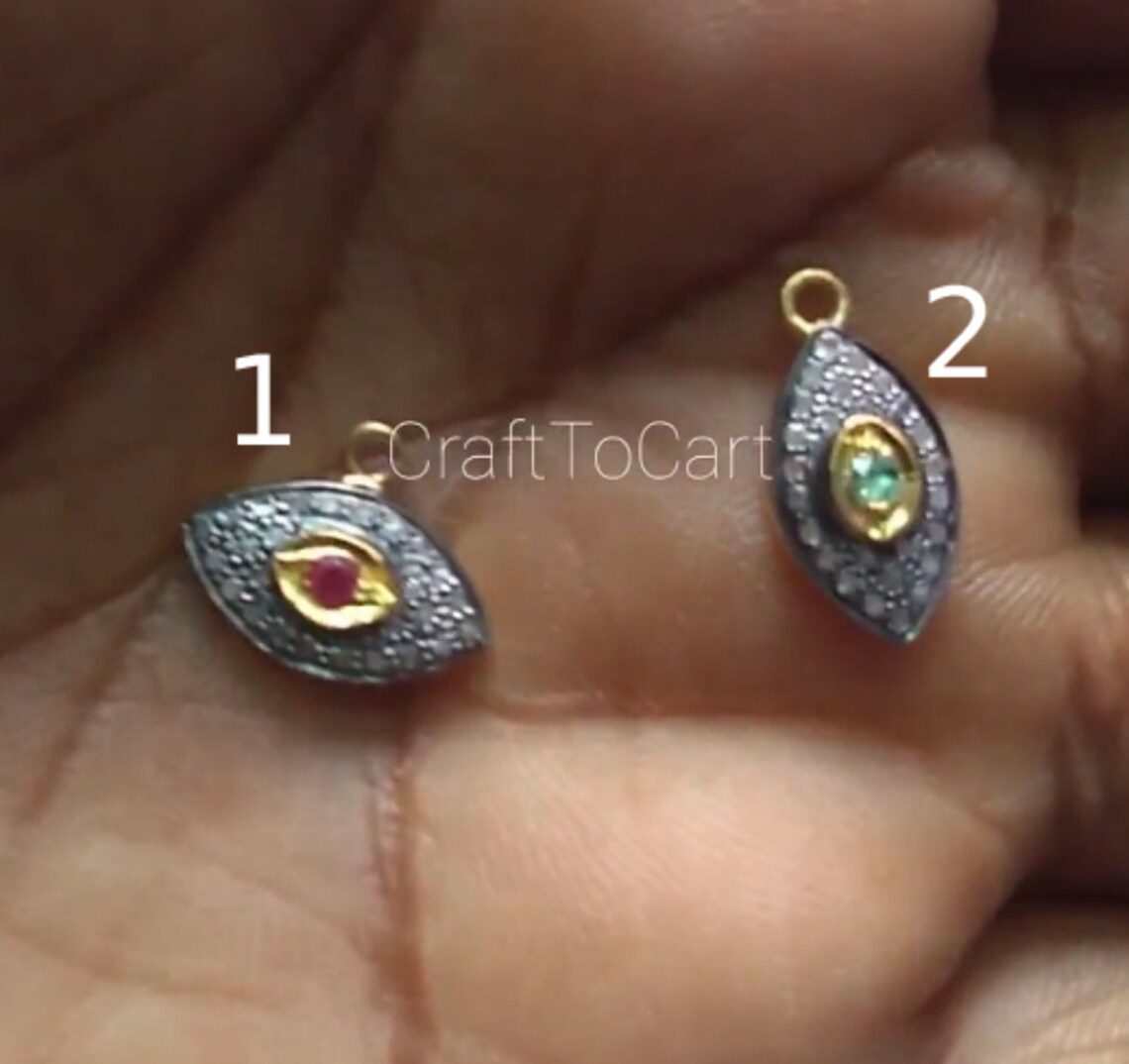 Pave Diamond Evil Eye Charm | Etsy