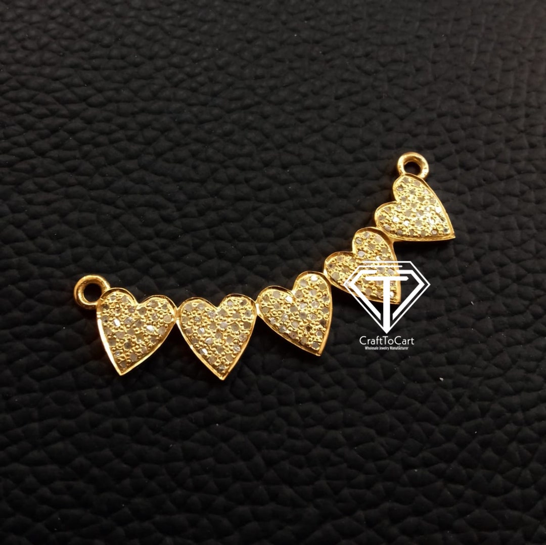 Heart Connector, Pave Diamond Connecting Hearts Connector - Etsy