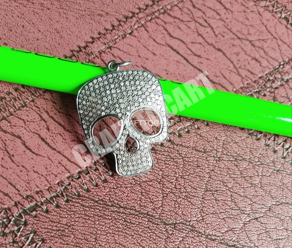 Pave Diamond Skull Handmade Pendantbeautiful - Etsy