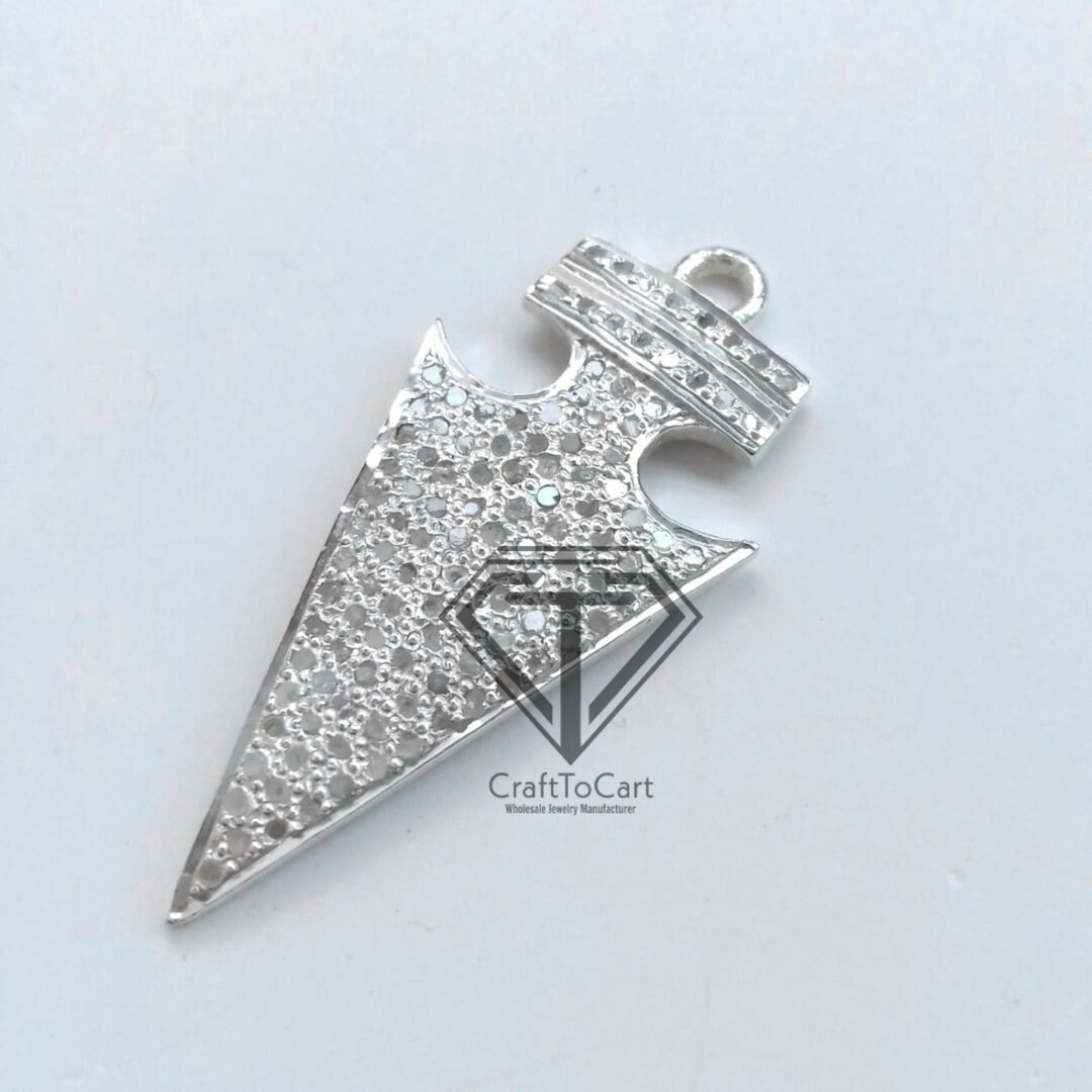 Pave Diamond Arrow Charm Pendant, Pave Diamond Pendant, Diamond ...
