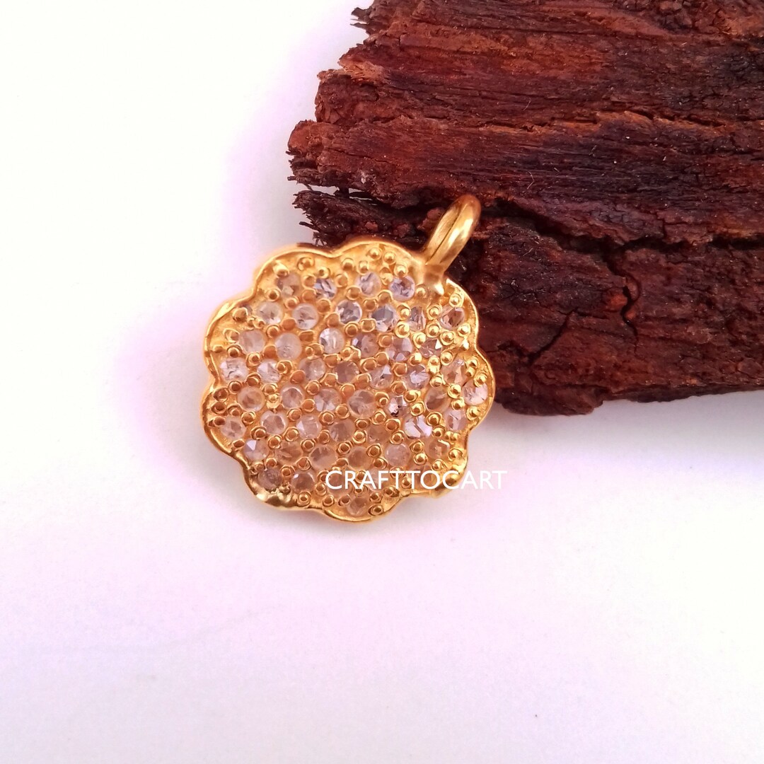 Pave Disc Charm Pendant, Pave Diamond Charms, Pave Diamond Jewelry - 15 ...