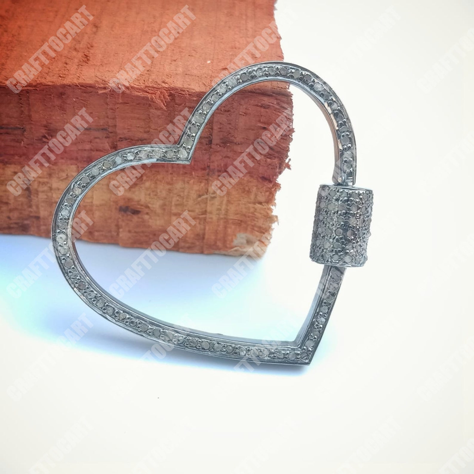 Heart Screw Clasp Love Clasp Love Lock Pave Diamond Heart | Etsy